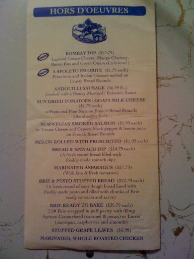 Menu at Four Winds Fine Foods Market restaurant, Pensacola, N 9th Ave