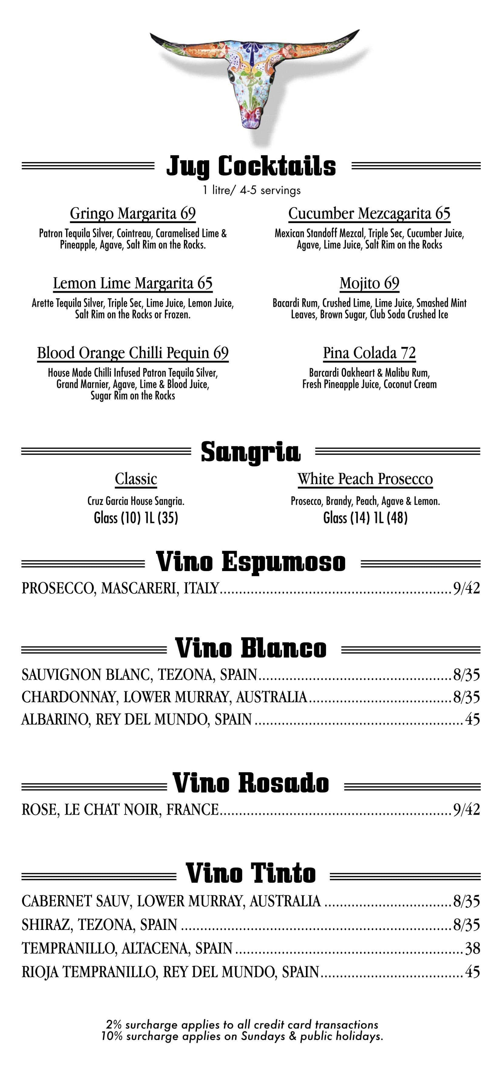 Menu at Gringo Loco Cantina restaurant, Surfers Paradise, 101/4 Esplanade