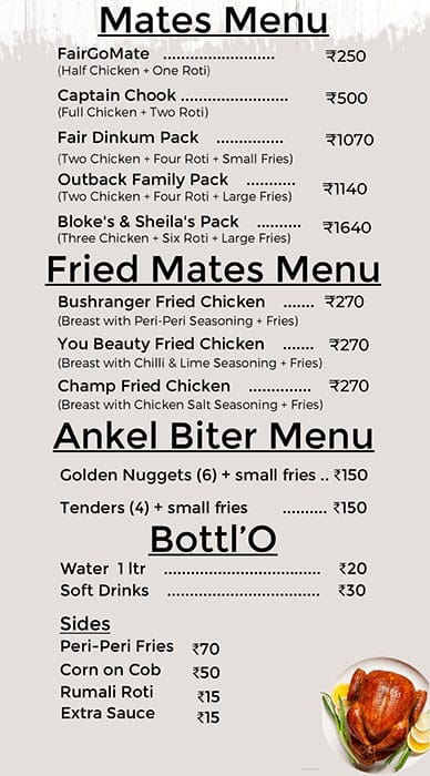 Menu of Grill'D Chook, Masab Tank, Hyderabad