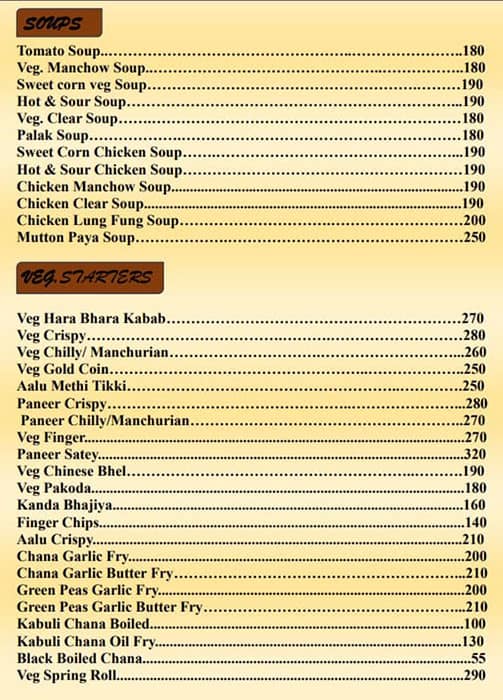 Menu of New Modern Family Restaurant & Bar, Nerul, Navi Mumbai