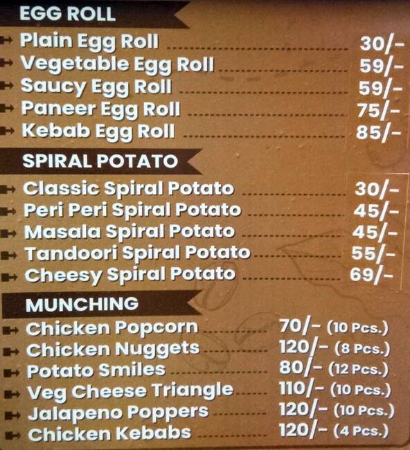Menu of Snacks Point, Palghar, Mumbai