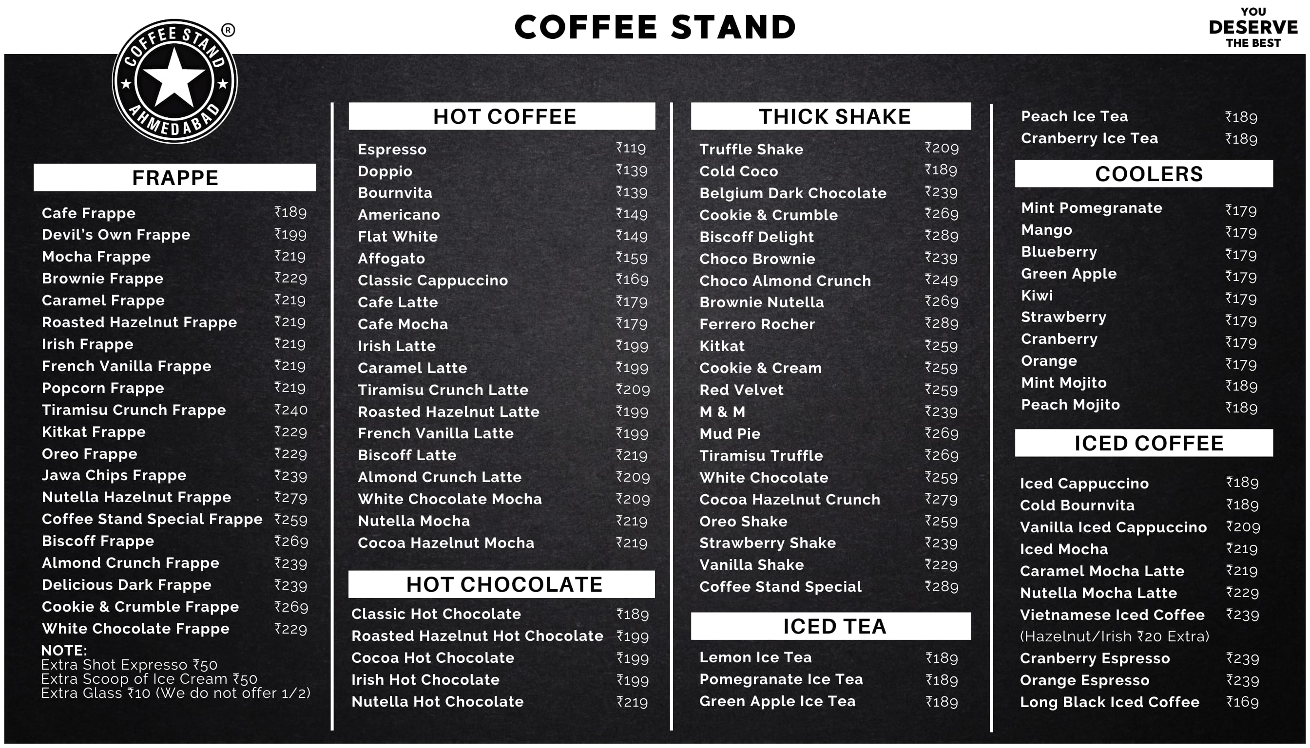 Menu of Coffee Stand, Nikol, Ahmedabad