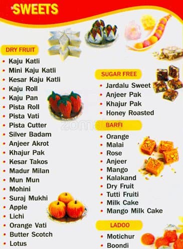 Menu at Utsav Sweets & Snacks, Mumbai