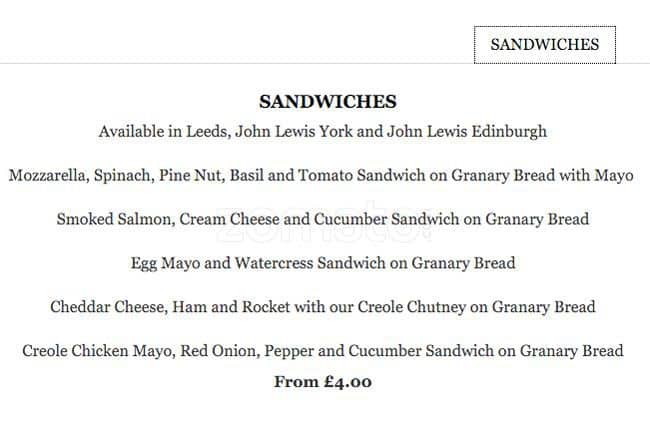 Menu at Hotel Chocolat cafe, London, 163 Kensington High St