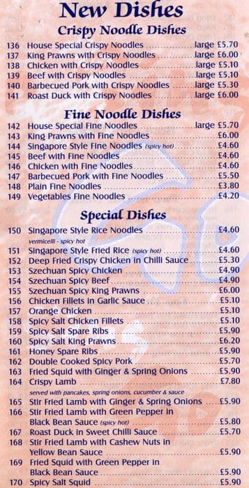 Menu at Go Sing (Chinese Takeaway) fast food, Epsom, 86 Chessington Rd
