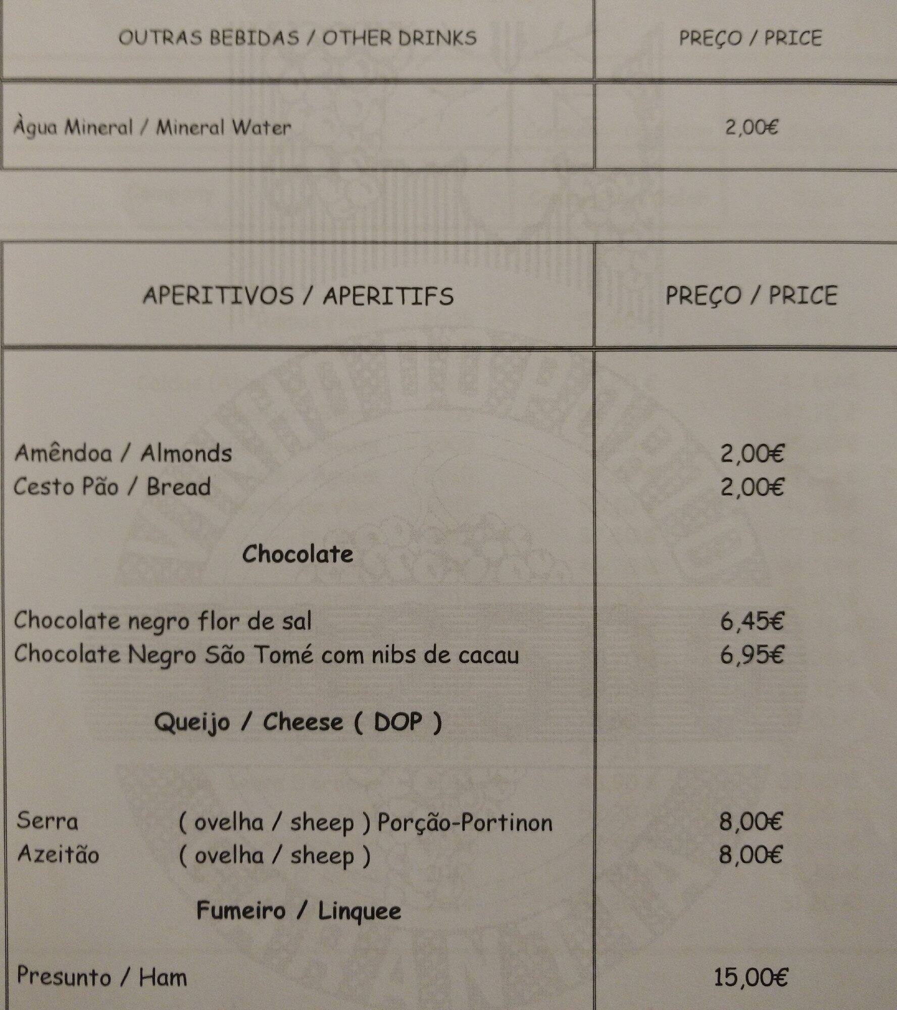 Menu em Solar do Vinho do Porto pub & Bar, Lisboa