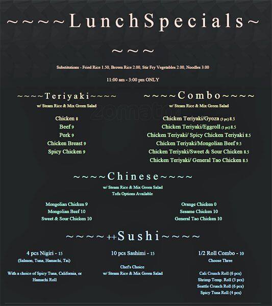 Menu at Domo Sushi Gig Harbor restaurant, Gig Harbor