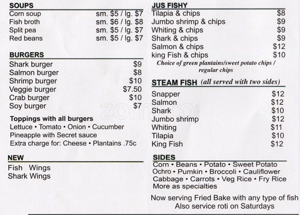 Jus Fishy Menu, Menu for Jus Fishy, Prospect-Lefferts Gardens, New York ...