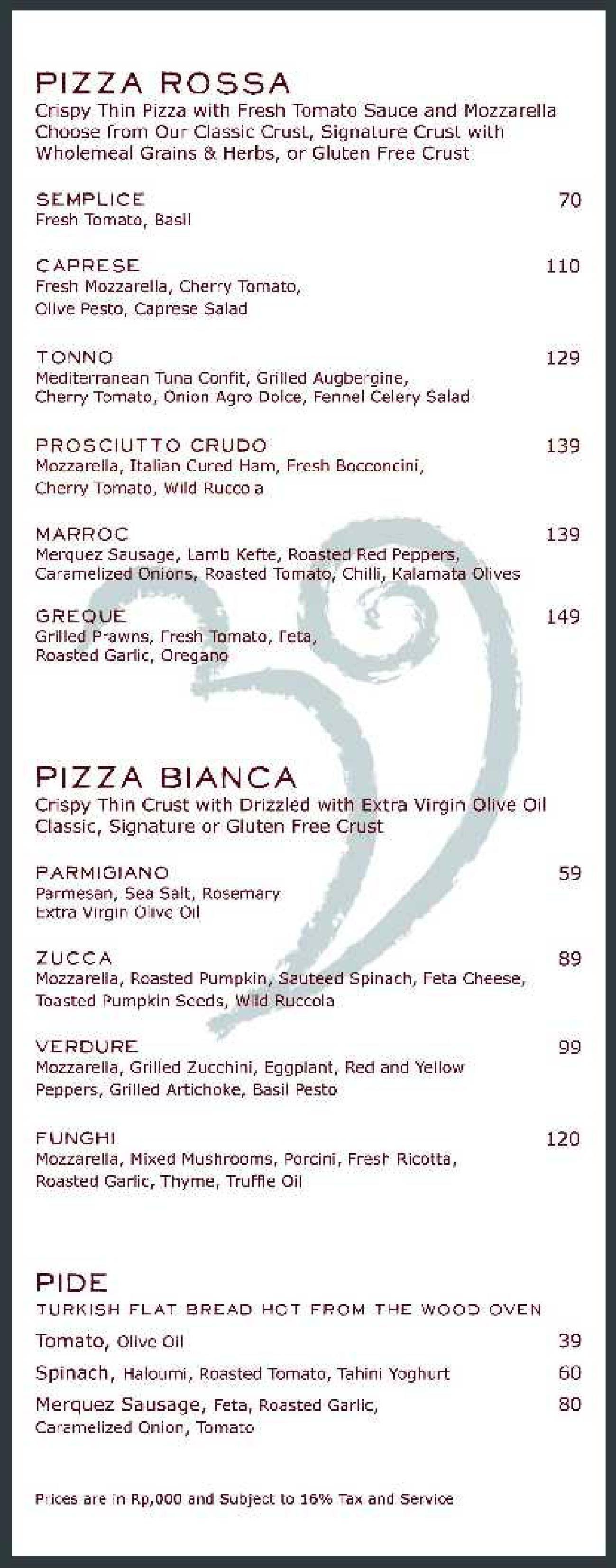 Menu at Three Monkeys restaurant, Denpasar