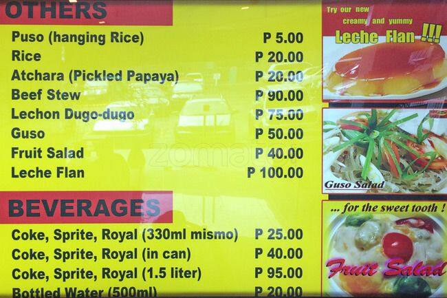 Menu at Cebu's Original Lechon Belly restaurant, Cebu City, 2/F Solara ...
