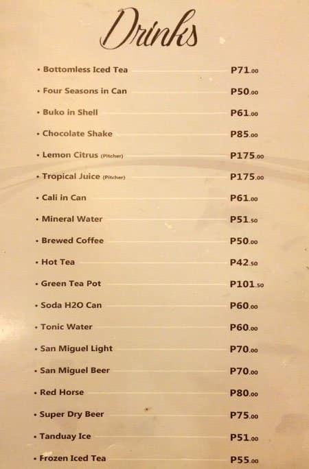Menu at Lighthouse Restaurant, Cebu City, 8WR6+4CP