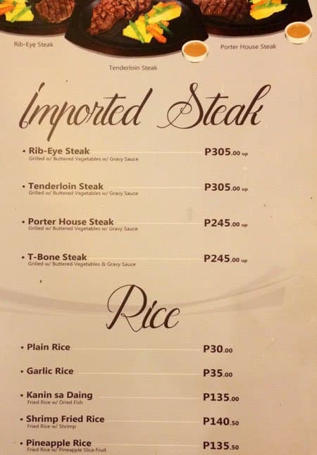 Menu at Lighthouse Restaurant, Cebu City, 8WR6+4CP