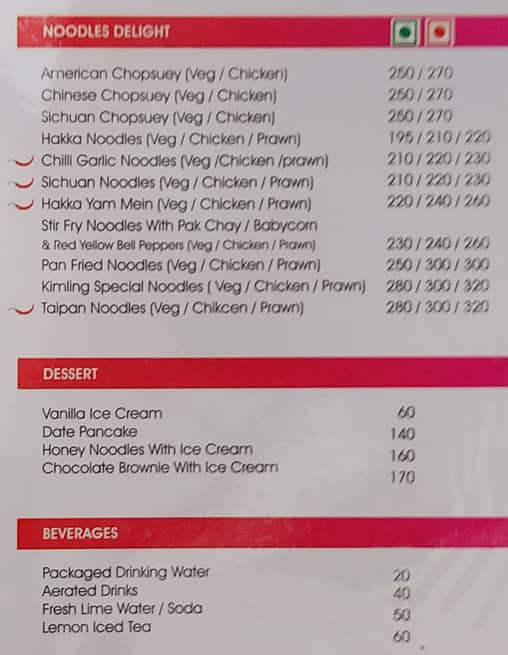 Menu at KIMLING XPS ( Branches : Kharadi and Magarpatta), Pune