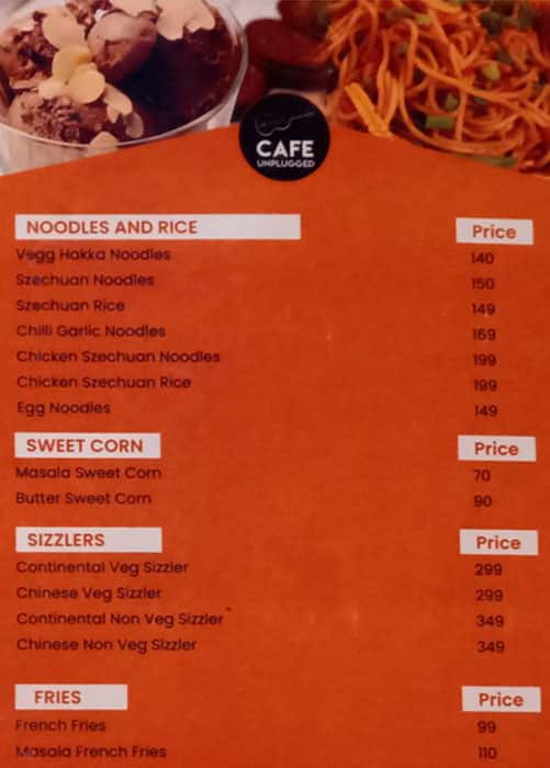 Menu at Cafe unplugged, Patna, AMS park