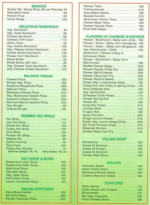 Mumbai Rejoice Menu, Menu for Mumbai Rejoice, Parel, Mumbai - Zomato