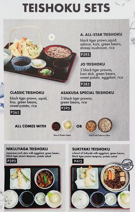 Menu at Tenya (ASEANA, Macapagal Blvd) restaurant, Parañaque