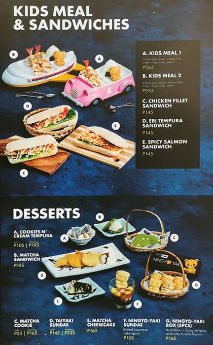 Menu at Tenya (Tiendesitas, Pasig City) restaurant, Pasig