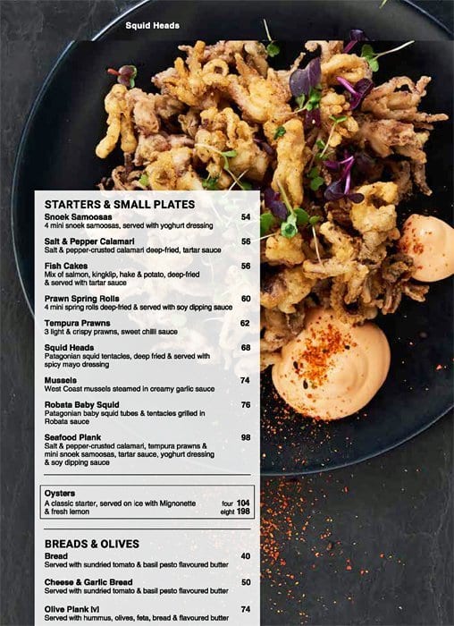 Carta del restaurante Cape Town Fish Market Pretoria, Pretoria, Shop F63