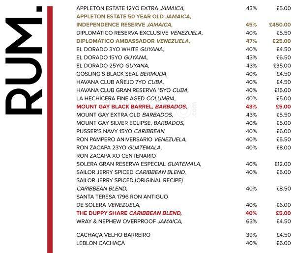 Menu at Rosso Restaurant & Bar, Manchester, 43 Spring Gardens