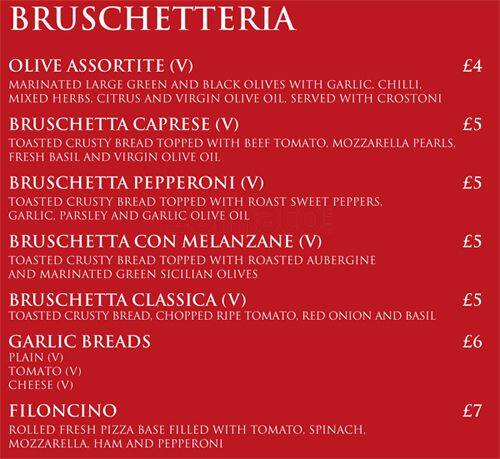 Menu at Rosso Restaurant & Bar, Manchester, 43 Spring Gardens