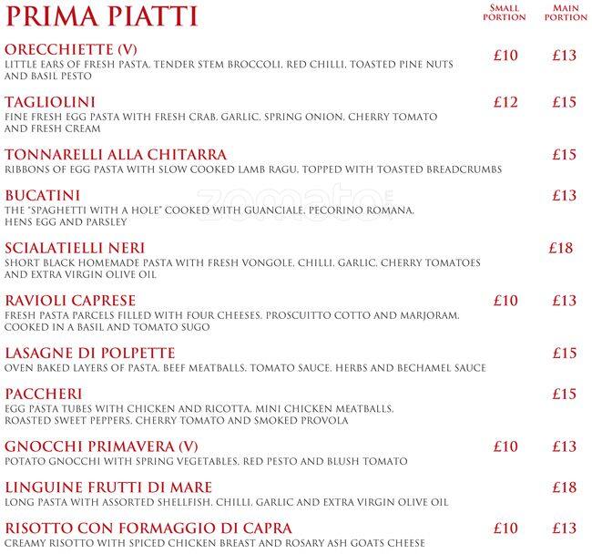 Menu at Rosso Restaurant & Bar, Manchester, 43 Spring Gardens