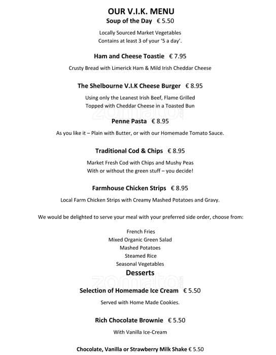 Menu at The Saddle Room restaurant, Dublin