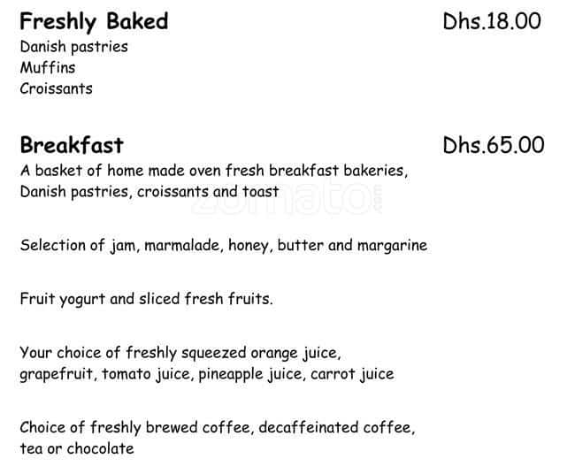 Menu of The Lounge - Radisson Blu Resort, Sudah, Fujairah