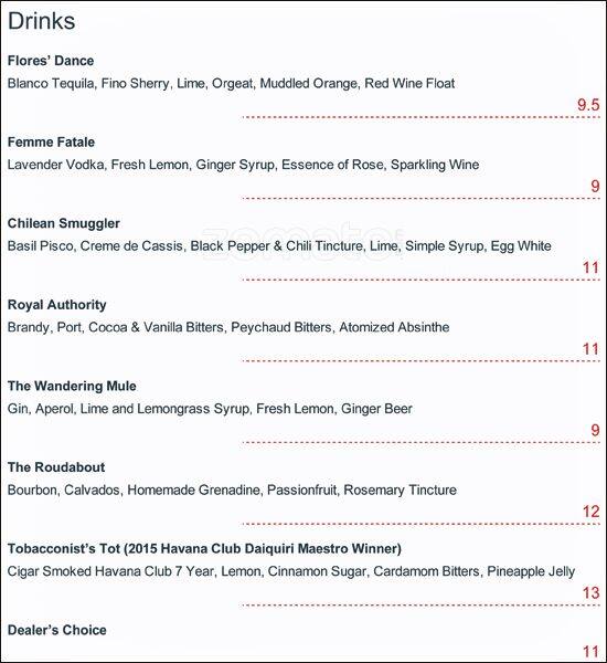 Menu at Nomad Restaurant, Vancouver