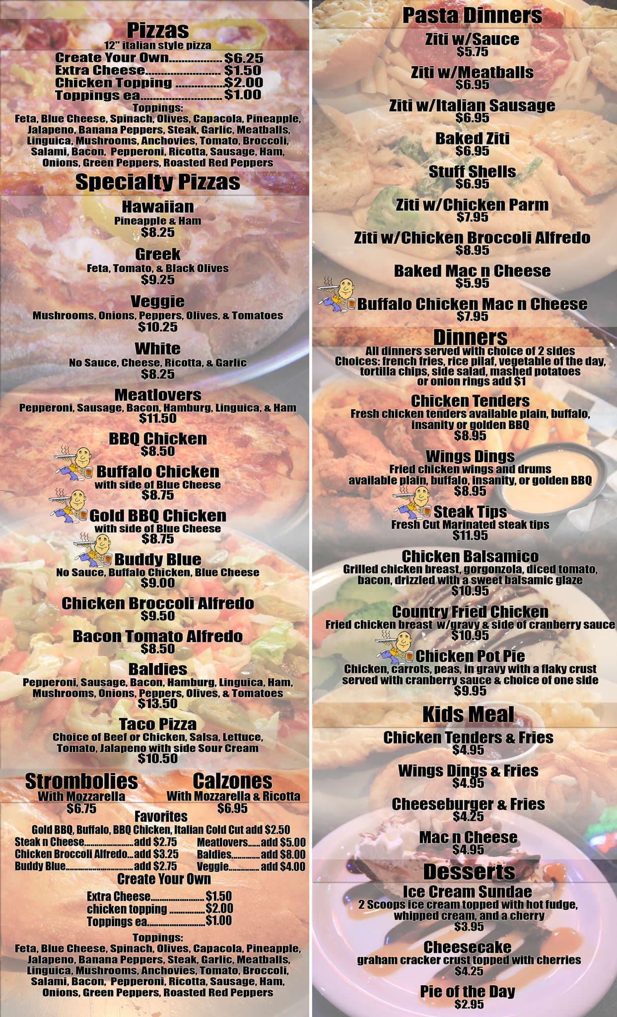 Menu at Buddy's Pizza Pub, Middleborough