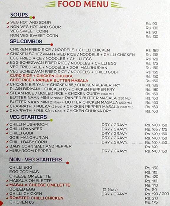 Menu of Ready 2 Pick, Ekkaduthangal, Chennai
