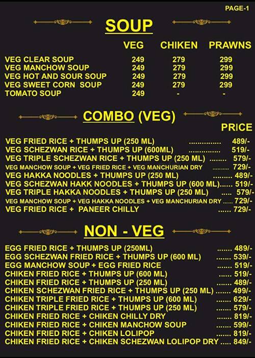 Menu of Chinese & Thai Junction, Malad East, Mumbai