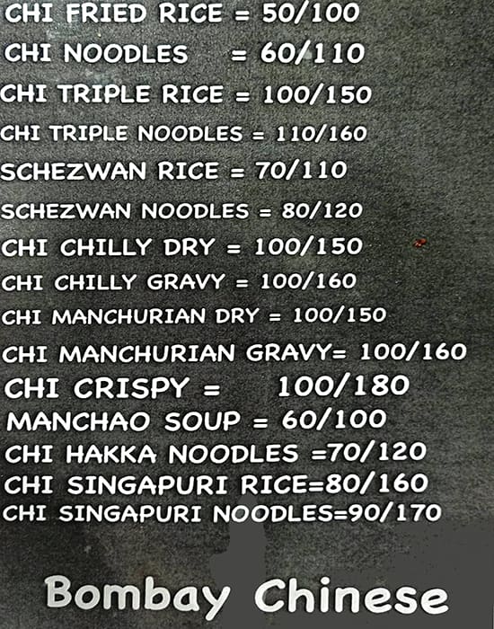 Menu of Bombay Tawa, Kurla, Mumbai