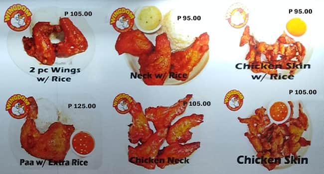 Menu at Wingdom, Mandaluyong