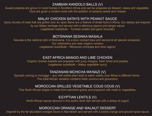 Gold Restaurant Menu, Menu for Gold Restaurant, Green Point, Cape Town ...