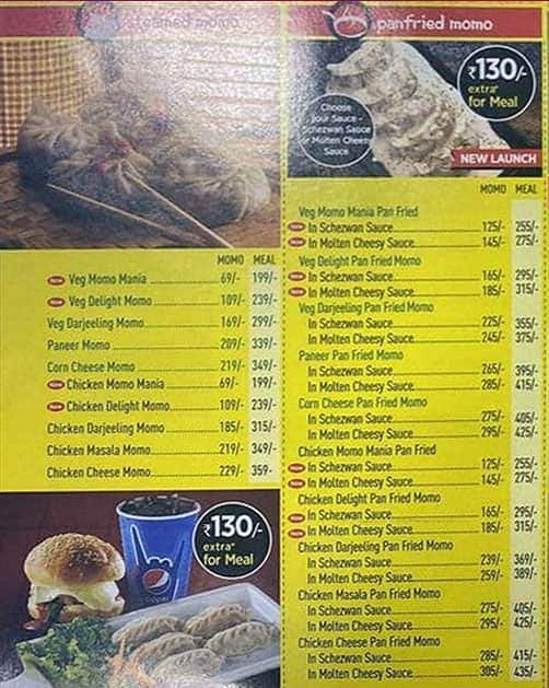 Menu of WOW! Momo, Maduravoyal, Chennai