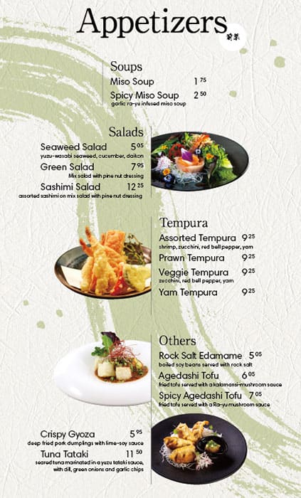 Menu at Big Catch Sushi Bar, Calgary