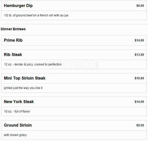 Menu at Burs Restaurant and Lounge, Lakewood