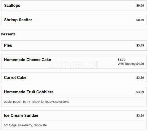 Menu at Burs Restaurant and Lounge, Lakewood