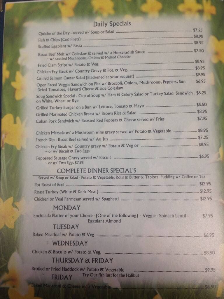 Menu at Blue Benn restaurant, Bennington