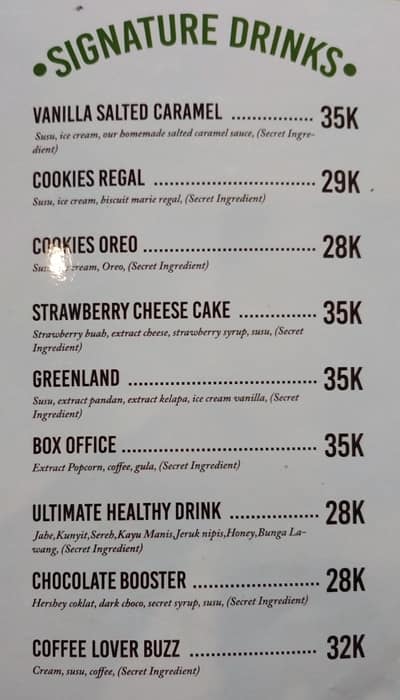 Menu at Sans Kafe cafe, Kelapa Dua