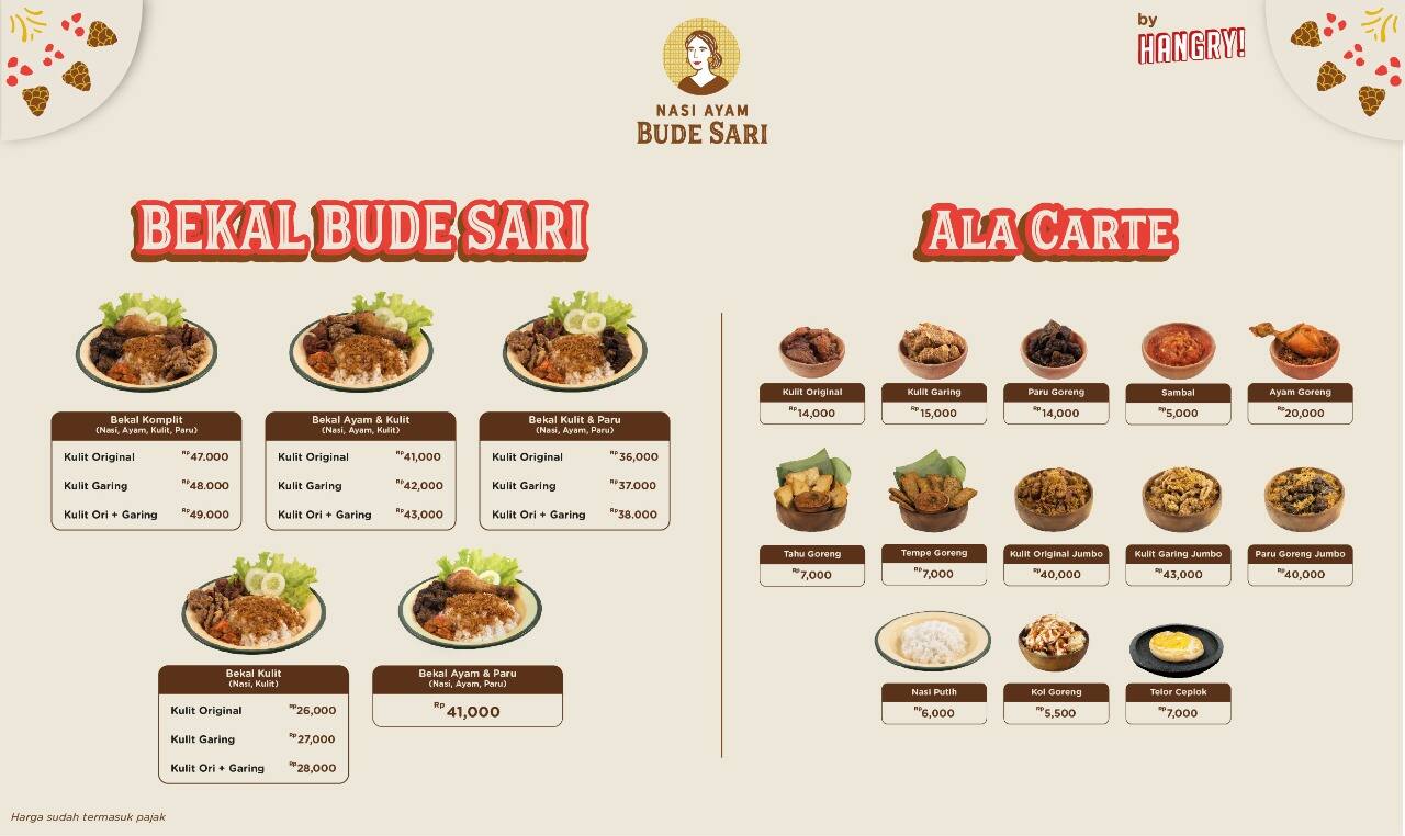 Menu at Nasi Ayam Bude Sari - Tebet restaurant, South Jakarta