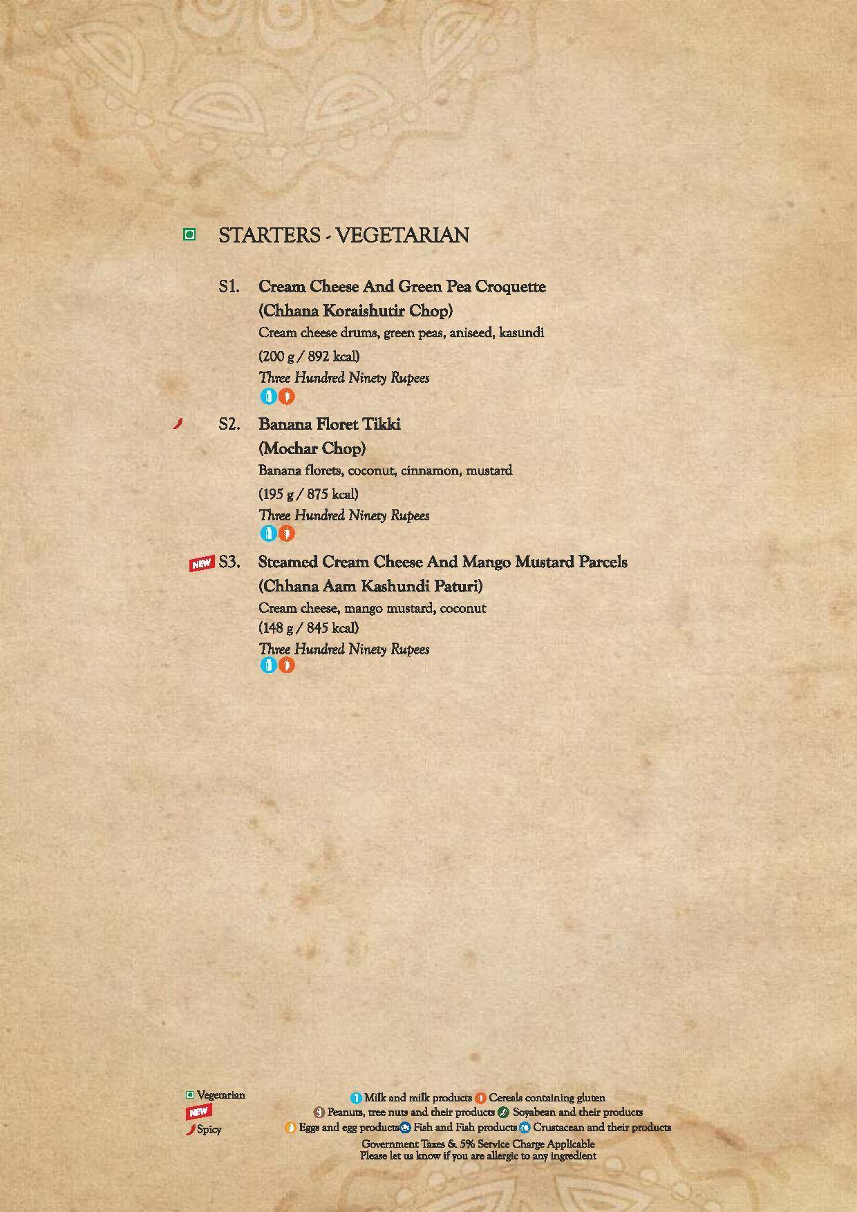 Menu of Oh! Calcutta, Hitech City, Hyderabad