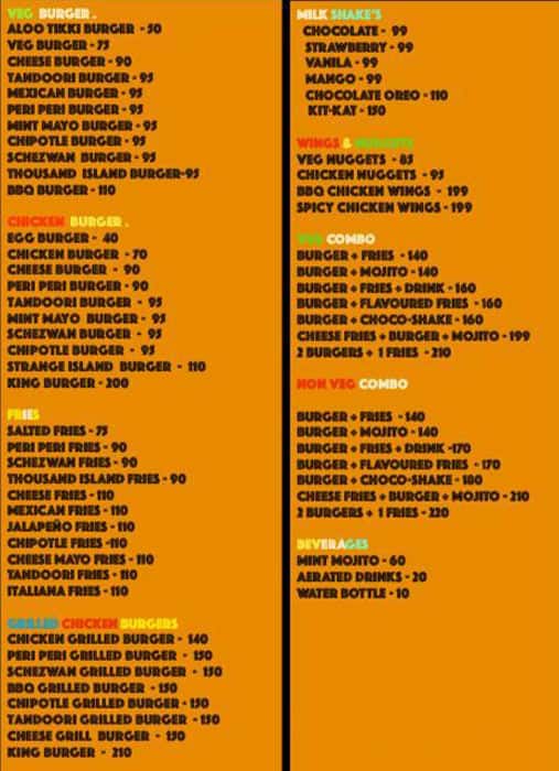 Menu of The J's Kitchen, Marve, Mumbai