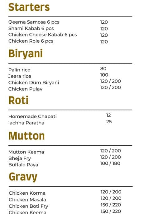 Menu of Saad's Kitchen, Oshiwara, Andheri West, Mumbai