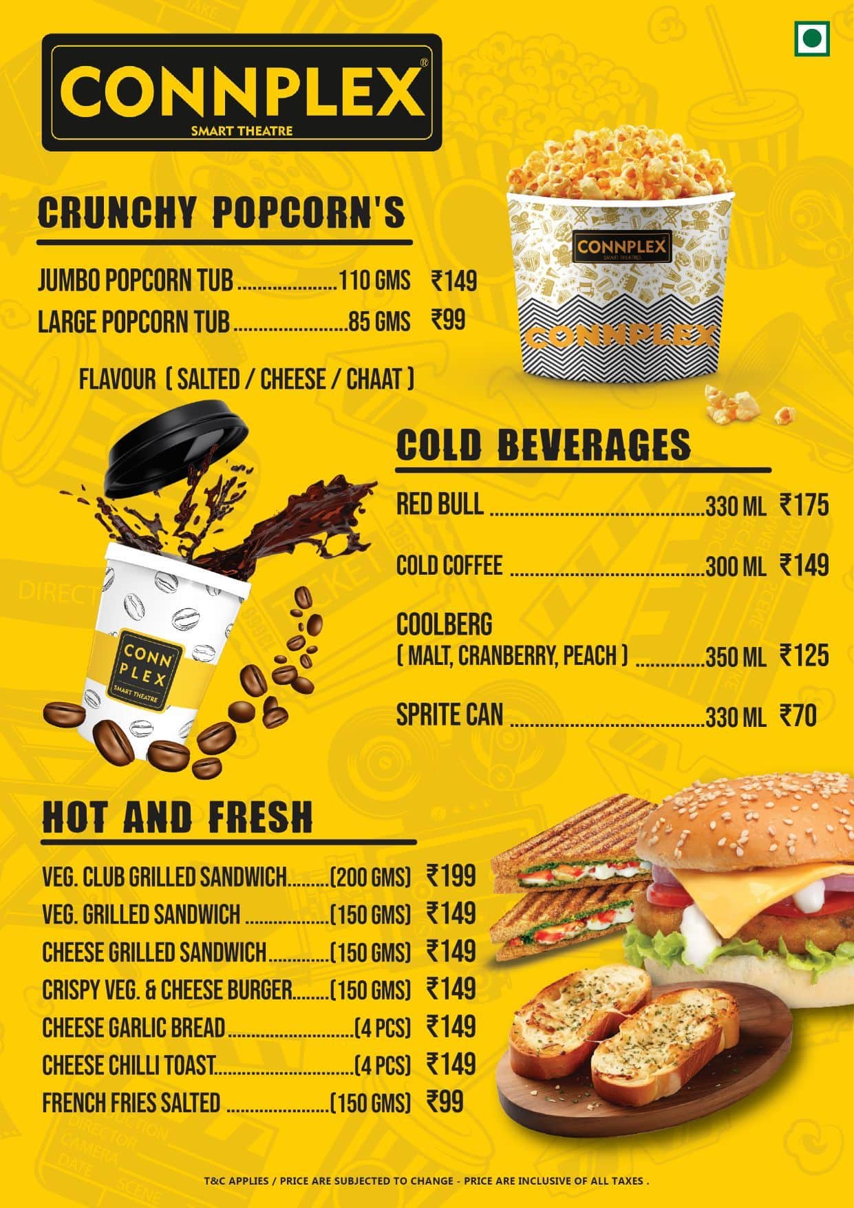 Menu of Connplex, Thaltej, Ahmedabad