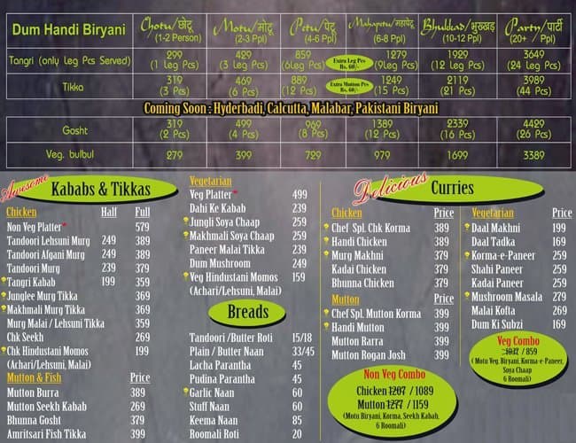 Menu at Biryani Nation, Delhi, H3J5+C2C