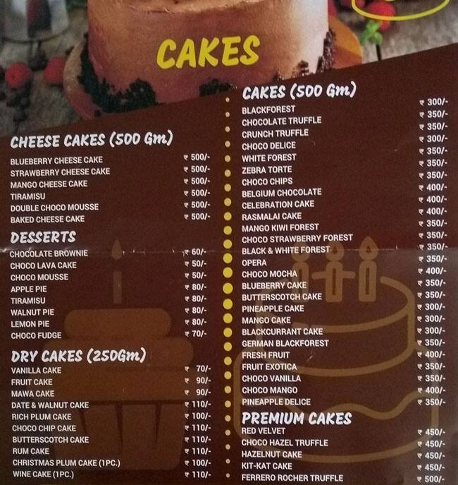 Menu at Cake Stories, Navi Mumbai, Plot No 54