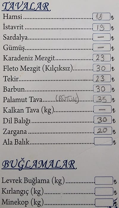 Menu at BİZİM BALIKÇI ( BALIKÇINIZ UMUT), Istanbul, 34755 ...