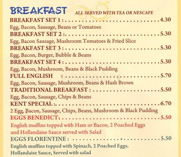 Menu at kent, Maidstone