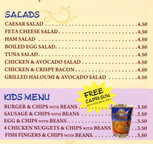 Menu at kent, Maidstone